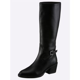 Stiefel Heine, Damen, Gr. 39, schwarz, Glattleder, Leder, Rindsleder, Schuhe Stiefel