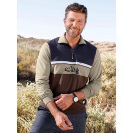Sweatshirt Catamaran, Herren, Gr. 56/58, braun (moos), 100% Polyester, mehrfarbig, unifarben, Sweatshirts Sweatshirt