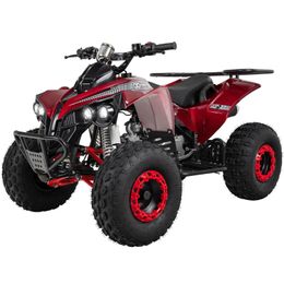 Actionbikes Motors Benzin-Jugend-Quad S-10, 125ccm, ATV, Gep&auml;cktr&auml;ger, Not-Aus-Leine, Halbautomatik, Scheibenbremse (Metallic/Rot)