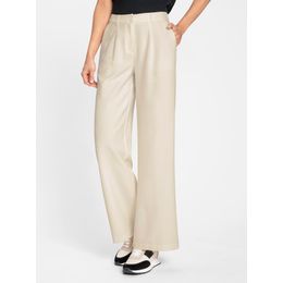 Marlene-Hose, Damen, Gr. 18, Kurzgr&ouml;&szlig;en, beige (champagner), 77% Polyester, 20% Viskose, 3% Elasthan, unifarben, Hosen