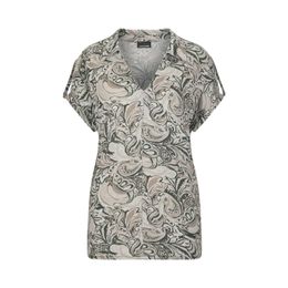 Print-Shirt GOLDNER "Kurzgr&ouml;&szlig;e Blusenshirt mit Paisley-Muster", Damen, Gr. 20, stein, gemustert, Obermaterial: 95% Viskose CV. 5% Elasthan EL., gerade, Shirts, strechbequemer Viskosejersey