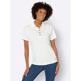 Poloshirt Casual Looks "Poloshirt", Damen, Gr. 44, beige (ecru), 95% Viskose, 5% Elasthan, unifarben, Shirts