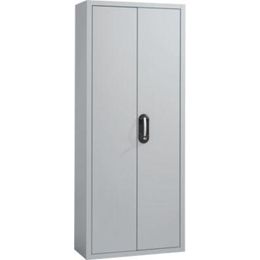Magazinschrank, 1690 mm hoch, 9 B&ouml;den, ohne K&auml;sten, mit T&uuml;ren, hellsilber