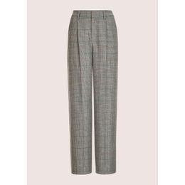 Madeleine Mode Bundfaltenhose MADELEINE "Bundfalten-Hose Glencheck-Hose mit weitem Bein", Damen, Gr. 17, N + K Gr, grau (grau, multicolor), Obermaterial: 58% Polyester PES. 40% Viskose CV. 2% Elasthan EL., Modern, Hosen, Bundfaltenhose mit weitem Bein im Glencheck Dessin