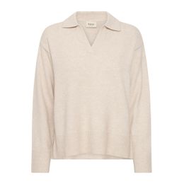 Strickpullover Fransa "Strickpullover FRBITTE", Damen, Gr. L, beige (limestone melange), Obermaterial: 39% Polyacryl PAN. 26% Polyester PES. 18% Nylon NY. 17% Viskose CV., Pullover Strickpullover
