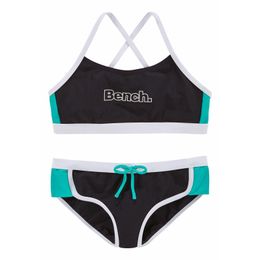 Bustier-Bikini Bench., M&auml;dchen, Gr. 122/128, N-Gr, schwarz (schwarz, mint), Polyamid, Bikini-Sets, mit Kontrastdetails
