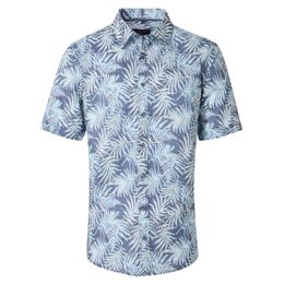 Kurzarmhemd Casamoda "Casamoda Freizeithemd Kurzarm Print", Herren, Gr. L, Normalgr&ouml;&szlig;en, blau, 100% Baumwolle, bedruckt, l&auml;ssig geschnitten, Hemden