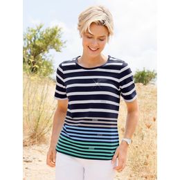 Kurzarmshirt Casual Looks "Ringelshirt", Damen, Gr. 36, marine, himmelblau, geringelt, 100% Baumwolle, gemustert, gestreift, mehrfarbig, Rundhals, Shirts