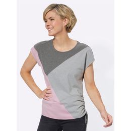 Rundhalsshirt Casual Looks "Shirt", Damen, Gr. 38, bunt (anthrazit, ros&eacute;), 68% Baumwolle, 32% Polyester, gemustert, mehrfarbig, Rundhals, Shirts Rundhalsshirt