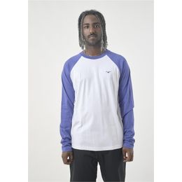 Langarmshirt Cleptomanicx "Longsleeve Ligull College", Herren, Gr. L, blau, 100% Baumwolle, bestickt, normal, Rundhals, Shirts Langarmshirt, mit lockerem Schnitt