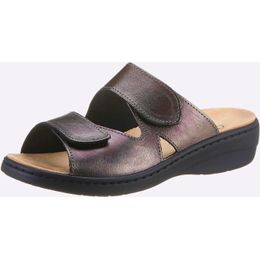 Pantolette Classic Basics, Damen, Gr. 36, silber (silberfarben), Glattleder, Basic, Schuhe Pantolette