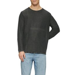 Strickpullover QS, Herren, Gr. L, schwarz, Strick, Obermaterial: 100% Baumwolle, unifarben, regular fit normal, Rundhals, Rollkante, Pullover Strickpullover, mit Rollkante