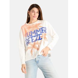 LIEBLINGSST&Uuml;CK Longsweatshirt LIEBLINGSST&Uuml;CK "BreezeL", Damen, Gr. L, wei&szlig; (110, sanftes wei&szlig;), 80% Baumwolle, 20% Polyester, loose fit, Rundhals, Sweatshirts, mit 80% Baumwolle