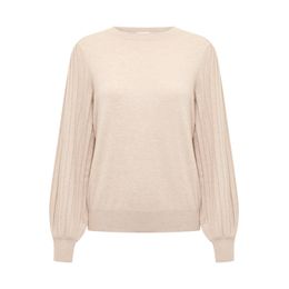 Strickpullover Kaffe "Strickpullover KAlone", Damen, Gr. L, beige (classic sand melange), Obermaterial: 80% Viskose CV. 20% Nylon NY., Pullover Strickpullover