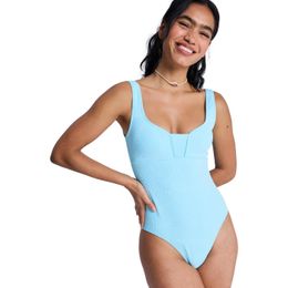Badeanzug Roxy "Roxy Palm Dreams One-Piece", Damen, Gr. L, blau (tanager turquoise), Recycling-Polyester, Badeanz&uuml;ge Badeanzug