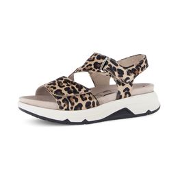 Sandalette ROLLINGSOFT, Damen, Gr. 39, leo, Veloursleder, Basic, Schuhe Sandalette, Keilabsatz, Rimechensandale mit Klettverschl&uuml;ssen, G-Weite