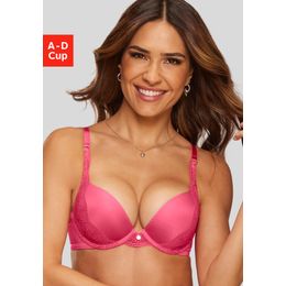 Push-up-BH s.Oliver "Pauline", Damen, Gr. 70, Cup B, orange (koralle), Microtouch, Obermaterial: 69% Polyamid, 17% Elasthan, 14% Polyester, BHs Push-up-BH, mit feiner Spitze seitlich am Cup und modischem Accessoire, Dessous