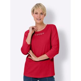 3/4-Arm-Shirt Classic Basics "3/4-Arm-Shirt", Damen, Gr. 42, rot, 100% Baumwolle, unifarben, Rundhals, Shirts 3/4-Arm-Shirt