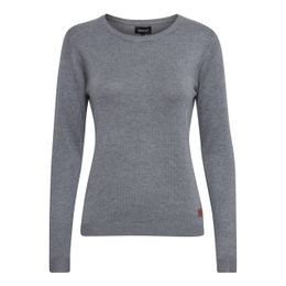 Strickfleece-Pullover oxmo "Strickpullover OXEdda", Damen, Gr. XXL, grau (grau mel), Obermaterial: 70% Viskose CV. 30% Nylon NY., Pullover