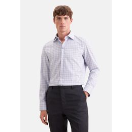 Businesshemd Seidensticker "Schwarze Rose", Herren, Gr. S (38), normale &Auml;rmell&auml;ngen, wei&szlig; (mittelblau), 100% Baumwolle, kariert, slim fit, 2-Knopf-Manschette, Hemden, Slim 1/1 Kentkragen Karo