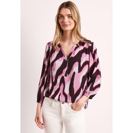 3/4-Arm-Shirt Street One, Damen, Gr. 34, pink (clouded blush), Stoff, 95% Viskose, 5% Elasthan, comfort fit normal, Rundhals, abgesteppt, Shirts 3/4-Arm-Shirt, mit Strukturmix