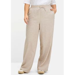 Webhose sheego, Damen, Gr. 44, Normalgr&ouml;&szlig;en, beige, 70% Viskose, 30% Leinen, unifarben, Hosen