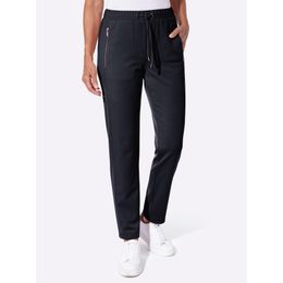 Jerseyhose Casual Looks, Damen, Gr. 36, Normalgr&ouml;&szlig;en, marine, 76% Polyester, 20% Viskose, 4% Elasthan, unifarben, Hosen Jerseyhose