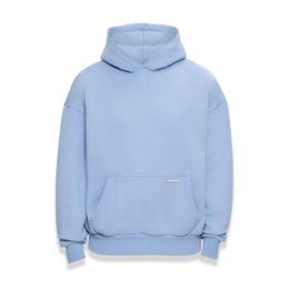 Kapuzensweatshirt DROPSIZE "Dropsize Herren Bazix Republiq Super Heavy Blank Hoodie", Herren, Gr. L, blau (washedblau), 80% Baumwolle, 20% Polyester, unifarben, Sweatshirts