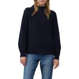 Strickpullover s.Oliver, Damen, Gr. 34, blau (navy), Strick, Obermaterial: 60% Baumwolle, 40% Polyacryl, Strukturmuster, unifarben, relaxed fit taillenbedeckt, ohne Ausschnitt, Rippb&uuml;ndchen, Pullover Strickpullover, mit Struktur