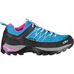 Wanderschuh CMP "Wmns Rigel Low Waterproof", Damen, Gr. 36, blau (aquablau, pink), Leder, Synthetik, Textil, Schuhe Wanderschuh, wasserdicht