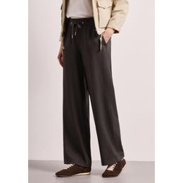 Stoffhose Street One, Damen, Gr. 38, L&auml;nge 30, grau (deep earth), Stoff, 59% Polyester, 40% Viskose, 1% Elasthan, unifarben, comfort fit lang, Hosen Stoffhose, High Waist