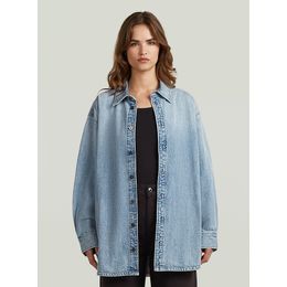 G-Star Raw Langarmshirt G-STAR "Maxi Overshirt", Damen, Gr. L, sun faded cloudburst, Obermaterial: 100% Baumwolle, Shirts Langarmshirt