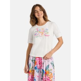 LIEBLINGSST&Uuml;CK T-Shirt LIEBLINGSST&Uuml;CK "DianeL", Damen, Gr. XL, sanftes wei&szlig;, Single Jersey, Obermaterial: 93% Baumwolle, 7% Elasthan, bestickt, h&uuml;ftlang, Rundhals, B&uuml;ndchen, Shirts T-Shirt, mit Stickerei, Rundhalsform