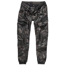 Cargohose Brandit "Brandit Herren Ray Vintage Trousers", Herren, Gr. L, US-Gr&ouml;&szlig;en, grau (schwarzcamouflage), 98% Baumwolle, 2% Elasthan, unifarben, loose fit, Hosen Cargohose