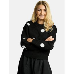 Strickpullover LIBERT&Eacute; ESSENTIEL "Libert&eacute; Essentiel Sweater FRO", Damen, Gr. L, schwarz, wei&szlig; dot, Obermaterial: 68% Polyacryl, 28% Polyester, 4% Elasthan, Pullover Strickpullover