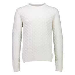 Strickpullover LINDBERGH "Strickpullover Relaxed Fit", Herren, Gr. L, sanftes wei&szlig;, Obermaterial: 60% Baumwolle, 40% Polyester, unifarben, Rundhals, Pullover Strickpullover
