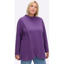 Sweatshirt sheego, Damen, Gr. 56/58, lila, 50% Baumwolle, 50% Polyester, unifarben, Sweatshirts Sweatshirt