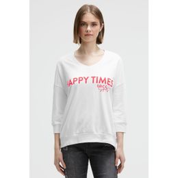 Sweater SOCCX, Damen, Gr. L, wei&szlig;, Sweatware, Material: 73% Baumwolle, 27% Polyester, bedruckt, oversize normal, V-Ausschnitt, eingesetzt Rippb&uuml;ndchen, Sweatshirts Sweater, mit Baumwolle