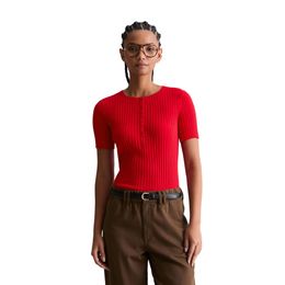 Marc O'Polo Strickpullover MARC O'POLO DENIM "aus LENZING&trade; ECOVERO&trade;", Damen, Gr. L, rot (carmine rot), Obermaterial: 72% Viskose, 28% Polyester, unifarben, Rundhals, Pullover Strickpullover