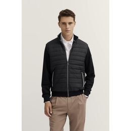Sweatjacke Bugatti "Basic Essential", Herren, Gr. L, 290, schwarz, Sweatware, 90% Baumwolle, 10% Polyester, unifarben, normal, ohne Ausschnitt, Rippb&uuml;ndchen, Sweatjacken Sweatjacke, Modern Fit in Stepp-Optik