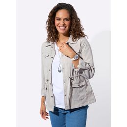 Blusenblazer Casual Looks "Blusenblazer", Damen, Gr. 38, hellgrau, 94% Polyamid, 6% Elasthan, Blazer Blusenblazer