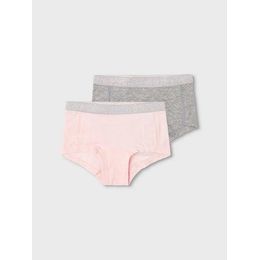 Hipster name it "NKFHIPSTER 2P NOOS", M&auml;dchen, Gr. 122/128, 2 Stk., pink (barely pink), Jersey, Graumeliert (Obermaterial): 85% Baumwolle, 10% Viskose, 5% Elasthan. Obermaterial: 95% Baumwolle, 5% Elasthan, unifarben, eng, Unterhosen, unifarben, casual, regular fit, Baumwollmischung, Jersey