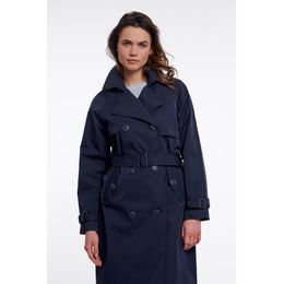 Rino & Pelle Trenchcoat RINO & PELLE "ERA", Damen, Gr. 38, schwarz navy, Web, Obermaterial: 100% Polyester. Futter: 100% Polyester, unifarben, k&ouml;rpernah kniebedeckend, V-Ausschnitt, abgerundeter Saum, M&auml;ntel, mit doppelter Knopfleiste und G&uuml;rtel