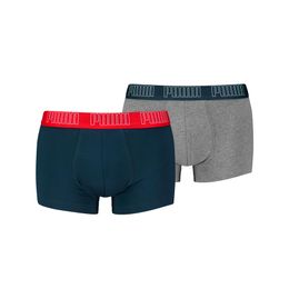 Trunk Puma "Puma MEN EVERYDAY TRUNKS 2P", Herren, Gr. S, blau (blau, grau melange), Obermaterial: 95% Baumwolle, 5% Elasthan, k&ouml;rpernah, Unterhosen, mit Logobund