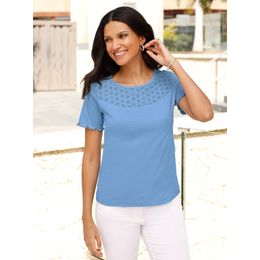 Kurzarmshirt Classic Basics "Kurzarm-Shirt", Damen, Gr. 38, blau (himmelblau), 100% Baumwolle, unifarben, Rundhals, Shirts