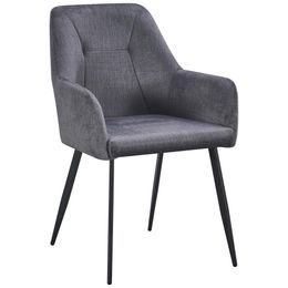CARRYHOME Armlehnstuhl, Grau, Schwarz, Metall, Textil, eckig, 57x87x59 cm, Esszimmer, St&uuml;hle, Esszimmerst&uuml;hle, Armlehnenst&uuml;hle