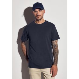 T-Shirt Street One MEN, Jungen, Gr. L (42), blau (eclipse blau), Web, 100% Baumwolle, unifarben, normal normal, Rundhals, abgesteppt, Shirts T-Shirt, aus reiner Baumwolle