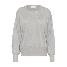 Strickpullover Kaffe "Strickpullover KAankra", Damen, Gr. M, grau (grau melange), Obermaterial: 38% Polyacryl PAN. 38% Viskose CV. 16% Polyester PES. 8% metallisierte Fasern MTF., Pullover Strickpullover