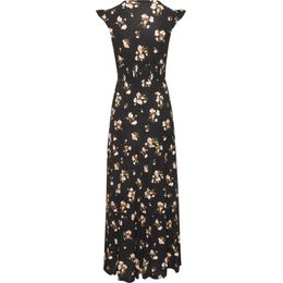 Vivance Damen Maxikleid schwarz-koralle bedruckt Gr&ouml;&szlig;e 46