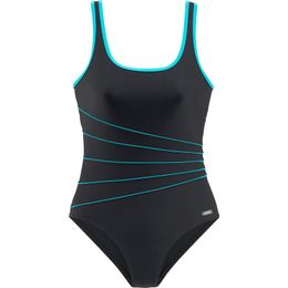 Lascana Damen Badeanzug schwarz-t&uuml;rkis Gr&ouml;&szlig;e 38